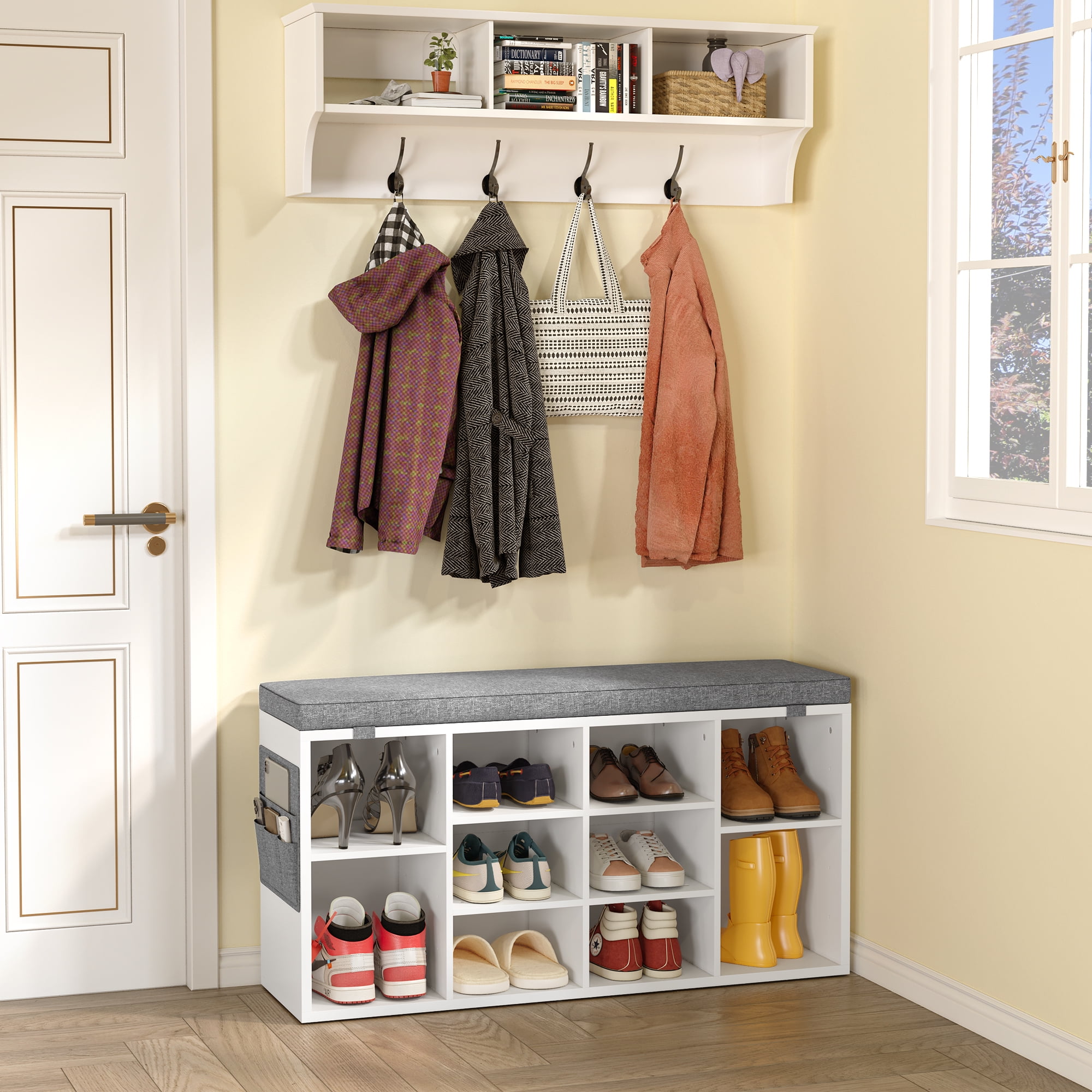 Shoe Bench, Shoe Rack Bench with torage Cabinet, Shoe Storage Bench ...