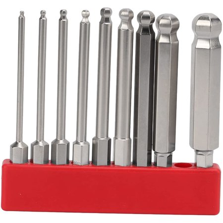 9pcs 75mm Ball Head Screwdriver Bit Set,Metal Ball Head 1/4 Inch Hex ...