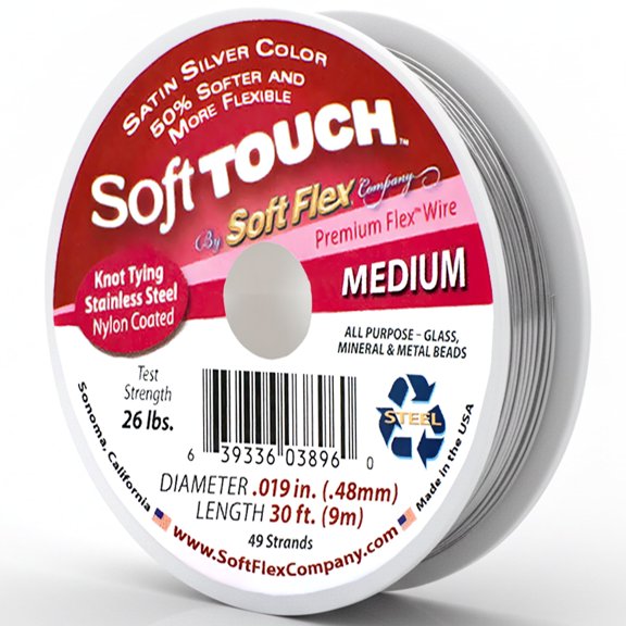 Soft Flex, Beading Wire, 0.014" x 30ft, Satin Silver - Walmart.com