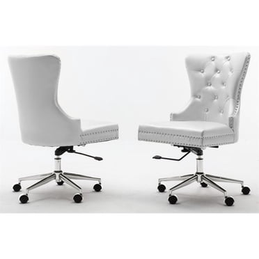Master Contemporary Armless Adjustable Task Chair in White Faux Leather ...