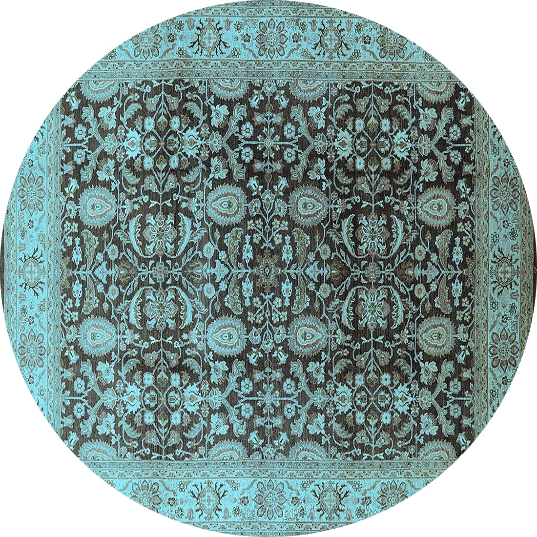 Ahgly Company Indoor Round Oriental Light Blue Traditional Area Rugs, 8 ...