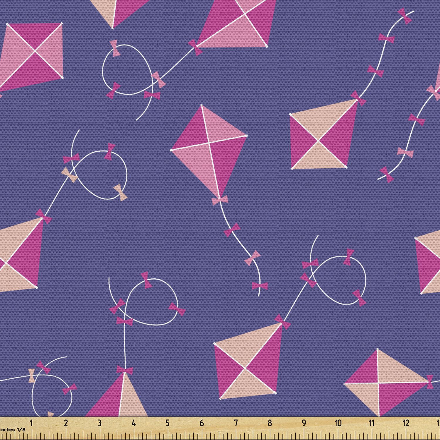 Kites Upholstery Fabric by the Yard, Pink Tone Kites Pattern with ...
