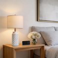 20.5" Matte white-2 Pack Ceramic Table Lamps for Bedroom Living Room ...