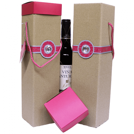 Wine Gift Box x2 (Pink) - Reusable Caddy - Easy to Assemble - No Glue ...