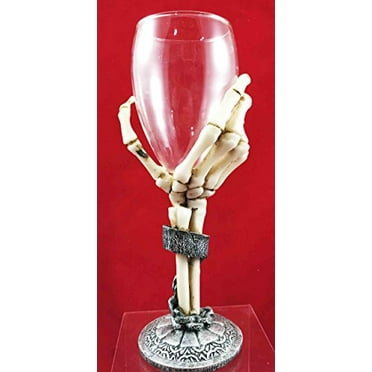 Ebros 6.5"H Gothic Macabre Bone Skeleton Hand Wine Goblet Glass Drink ...