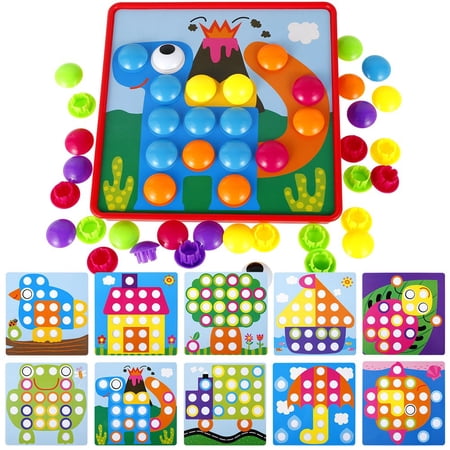 OUSITAID Kids DIY Button Art Jouet Éducatif Bouton Pegboard Interactif ...