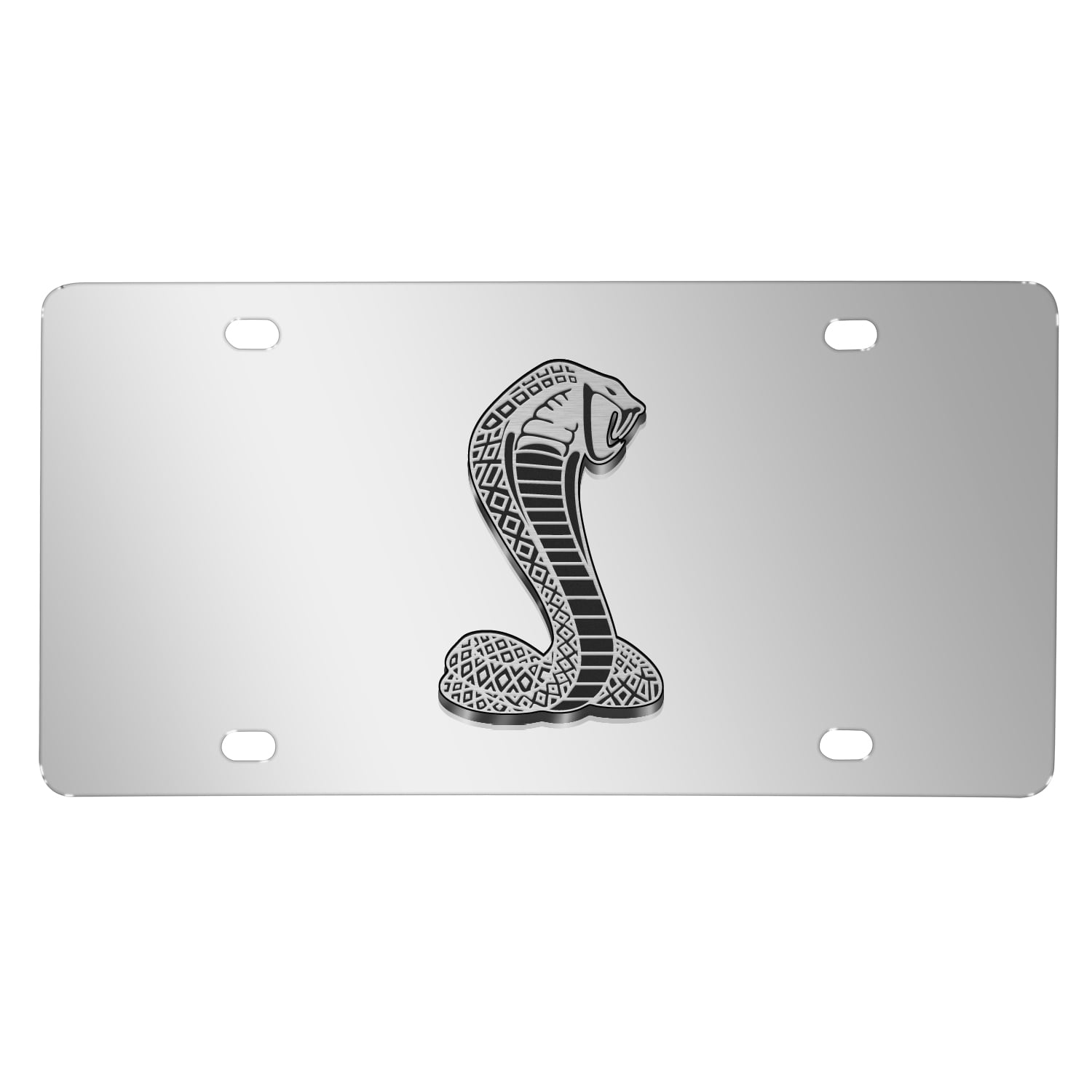 Ford Mustang Cobra 3D Mirror Chrome Stainless Steel License Plate ...