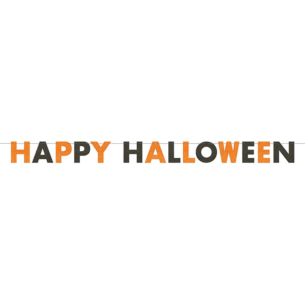 9Ft Glitter Happy Halloween Letter Banner, Orange and Black | Walmart ...
