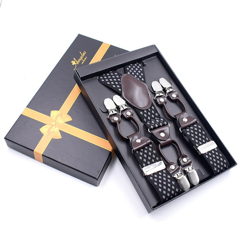 Click here for Amedeo Exclusive Black Grey Dual Clip On Elastic S... prices