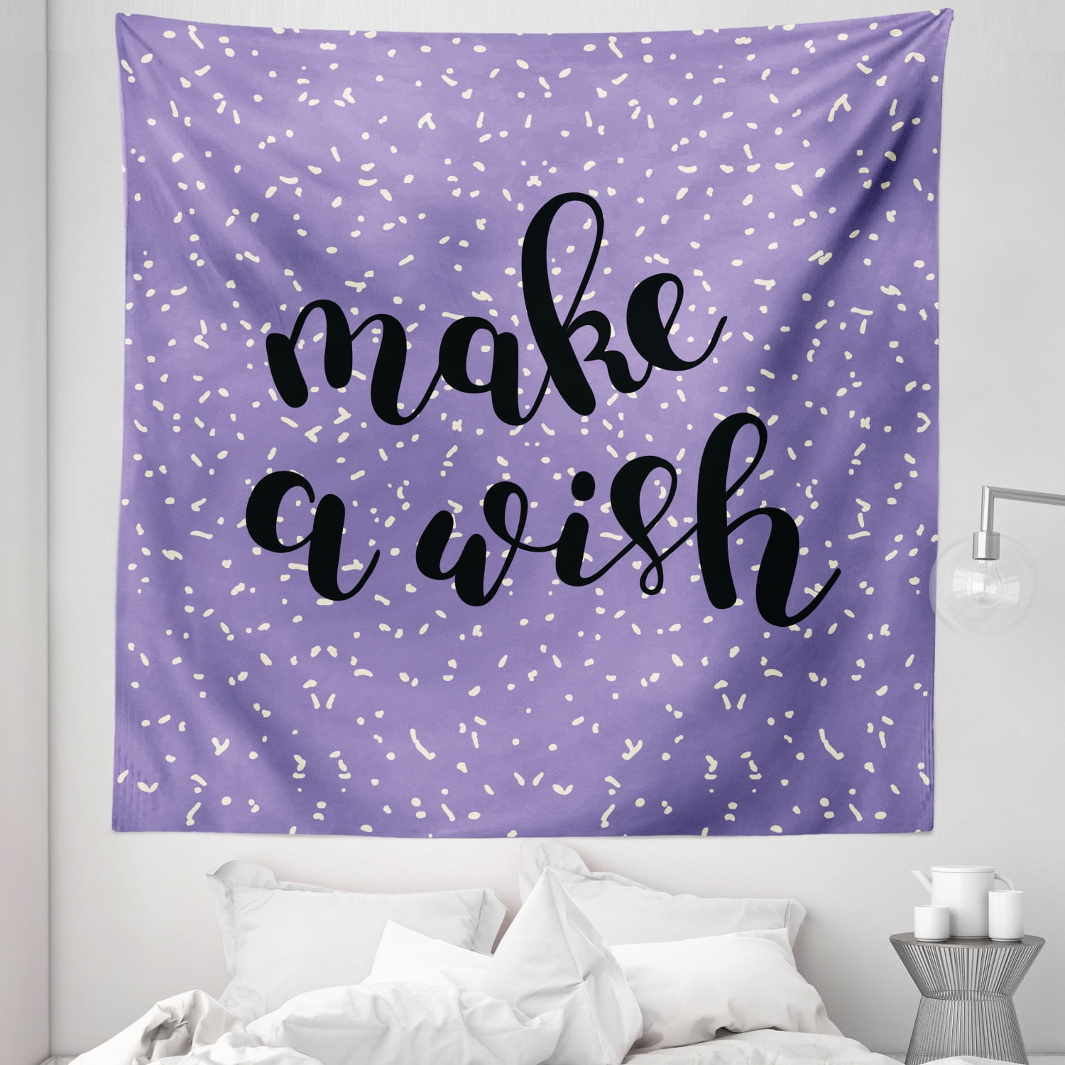 Saying Tapestry, Brush Calligraphy Make a Wish Words Uplifting ...