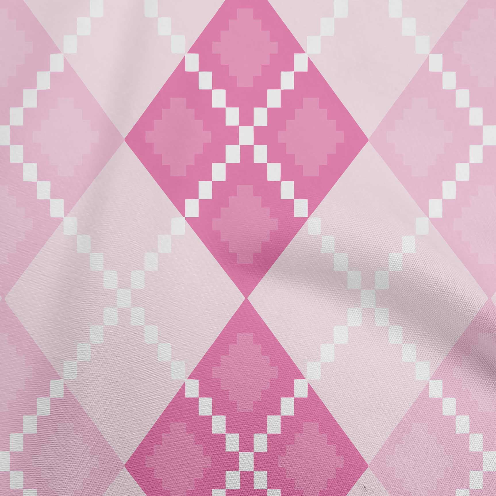oneOone Cotton Poplin Twill Pink Fabric Argyle Sewing Craft Projects ...