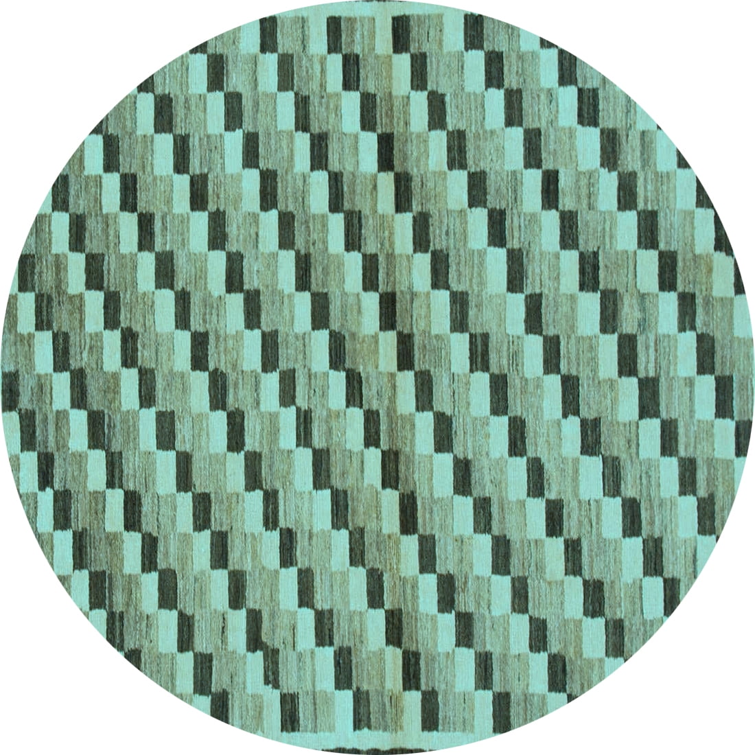 Ahgly Company Indoor Round Checkered Light Blue Modern Area Rugs, 6 ...