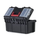 Hyper Tough 16-inch Toolbox, Plastic Tool and Hardware Storage, Black ...