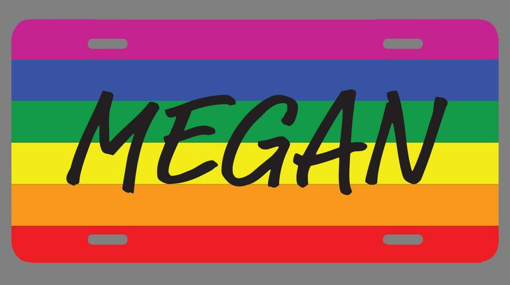 Megan Name Pride Flag Style License Plate Tag Vanity Novelty Metal | UV ...