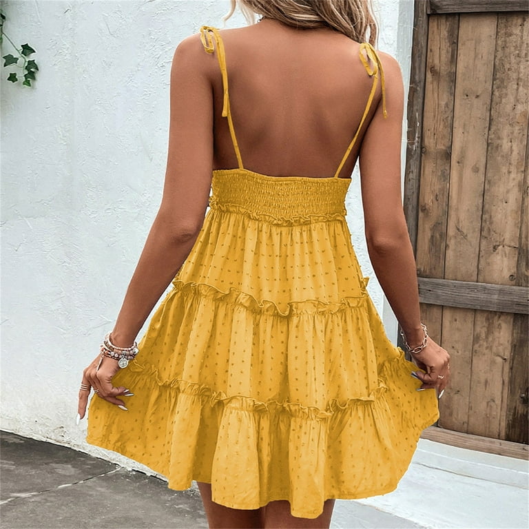 BLVB Womens Summer Dresses 2025 Swiss Dot Spaghetti Strap BLVB Womens Summer Dresses 2025 Swiss Dot Spaghetti Strap