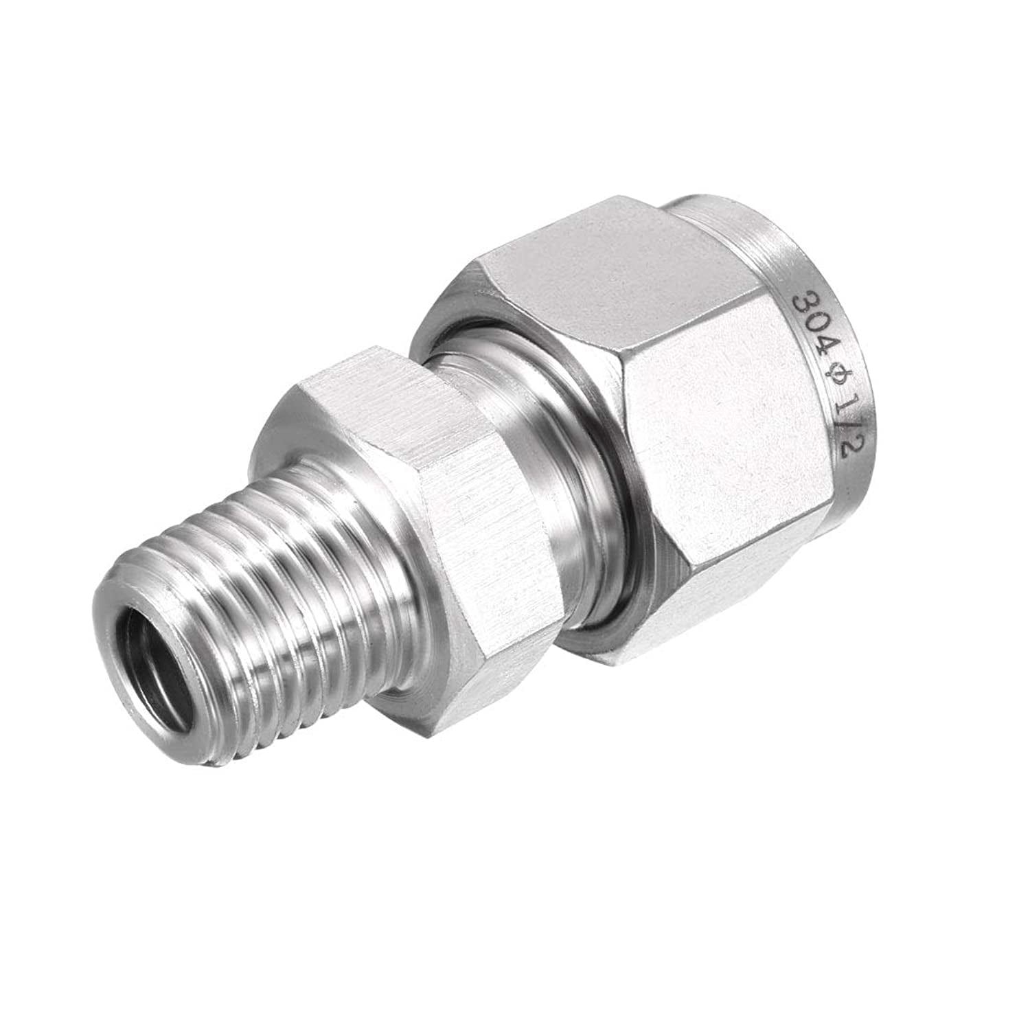 Uxcell Stainless Steel Compression Tube Fitting 1 4 inch NPT Male X 1 2