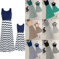Family Matching Dress Mommy and Me Boho Wave Stripe Patchwork Maxi ...