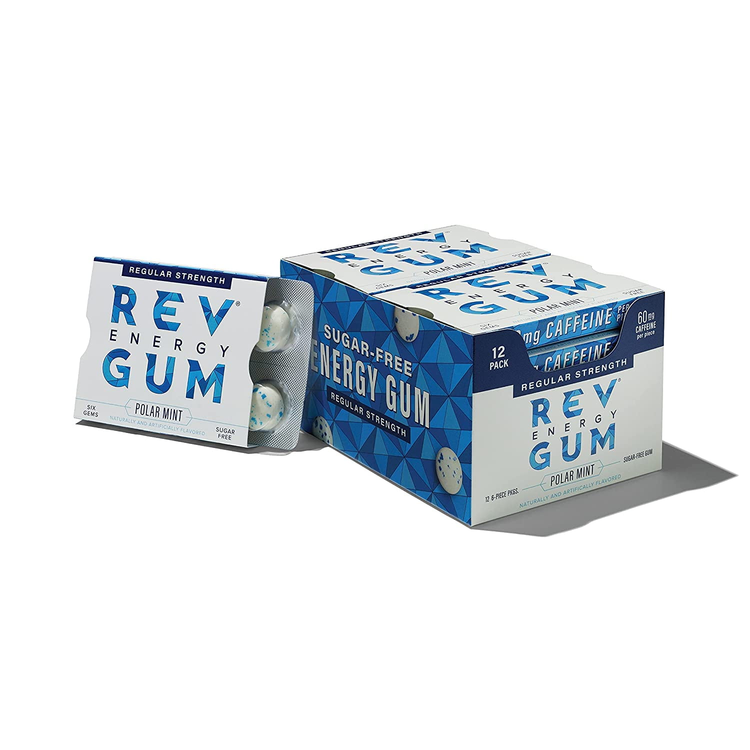 Rev Gum Sugar Free Polar Mint Energy Gum, 12 Packs (72 Count) - Walmart.com