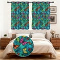 Butterfly and Multicolor Teal Pattern Blackout Curtains,Triple Weaved ...