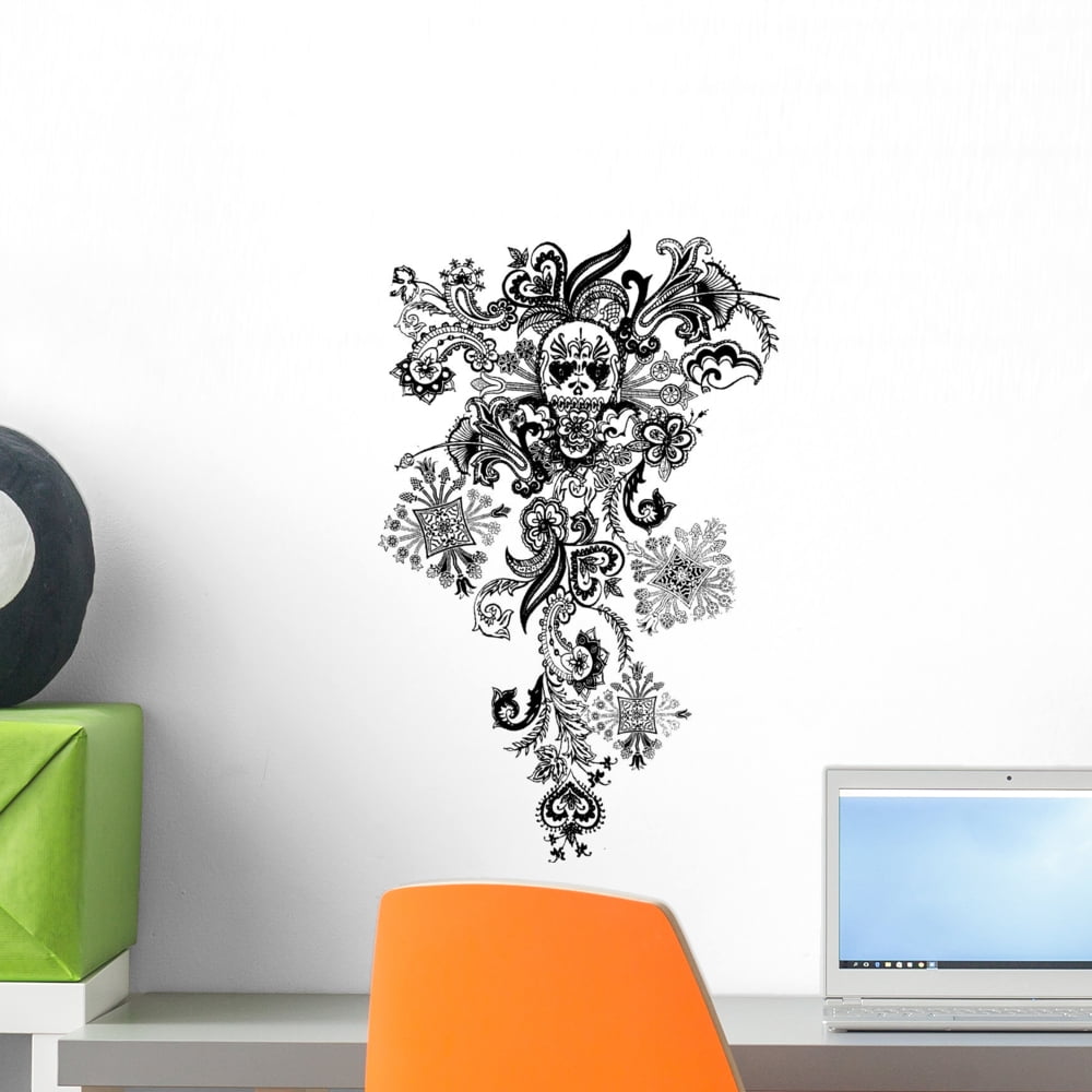 Paisley Skull Tattoo Wall Decal by Wallmonkeys Peel and Stick Graphic ...