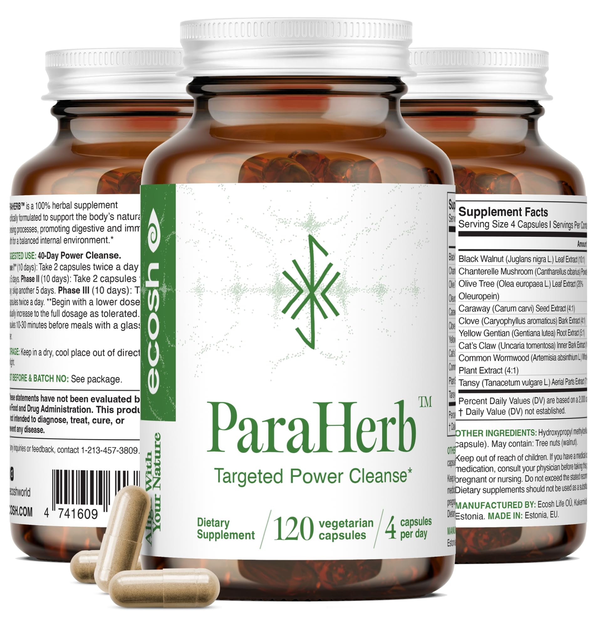 Intestinal Cleanse Ecosh ParaHerb Natural Adults 120 cápsulas | Bodega ...