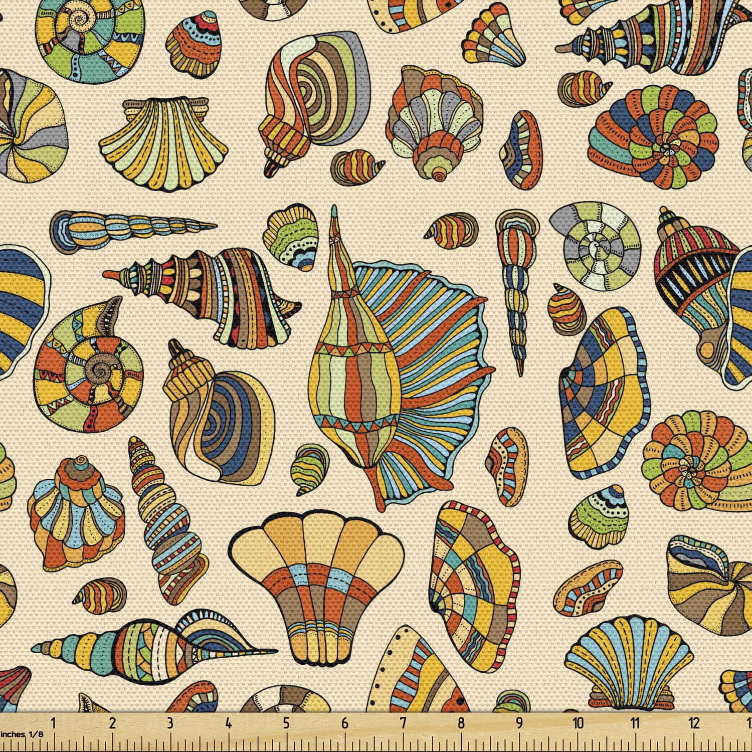 Underwater Fabric by the Yard, Ethnic Ocean Creatures Aquatic Starfish ...