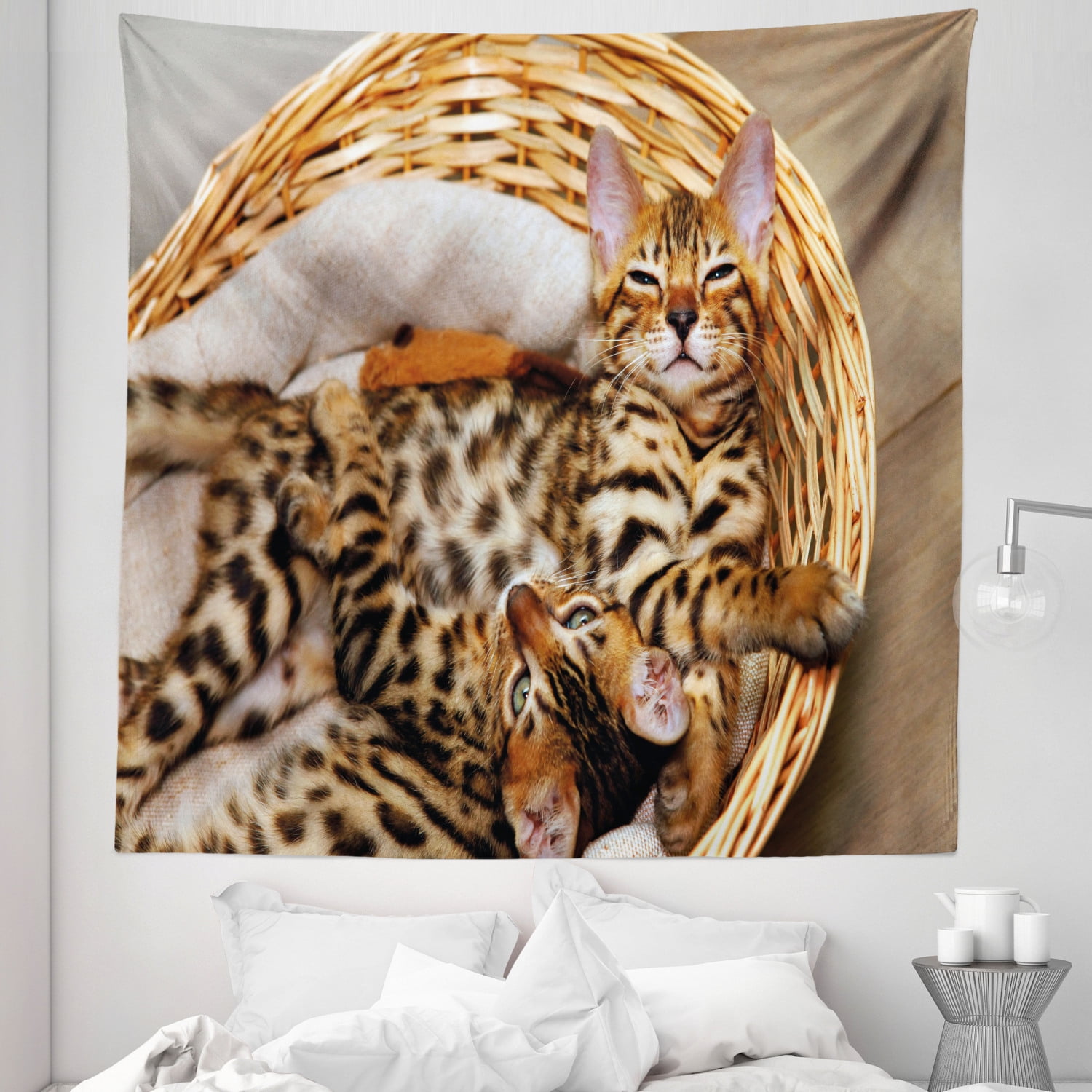 Kitten Tapestry, Little Bengal Cats in Basket Cuddly Purebred Kitties ...