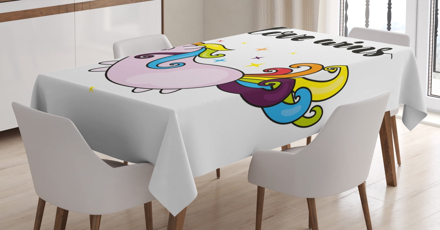 Pride Decorations Tablecloth Lgbt Slogan With Stylized Writing Cute