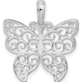 Sterling Silver Polished Filigree Wing Butterfly Pendant - Jbsp ...