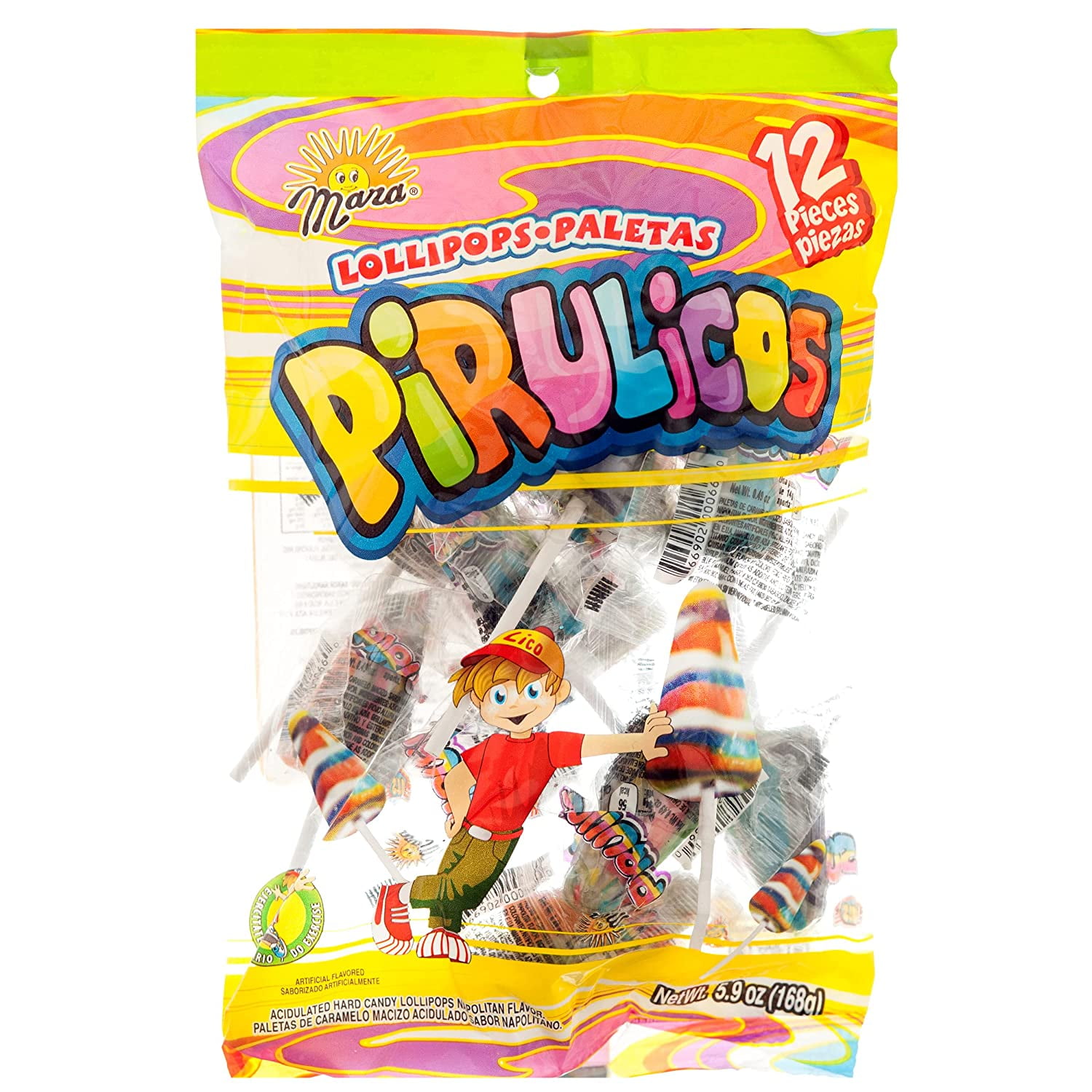 Dulces Mara Pirulicos Paletas Neapolitan Flavor Lollipops (1 x 5.9 oz ...