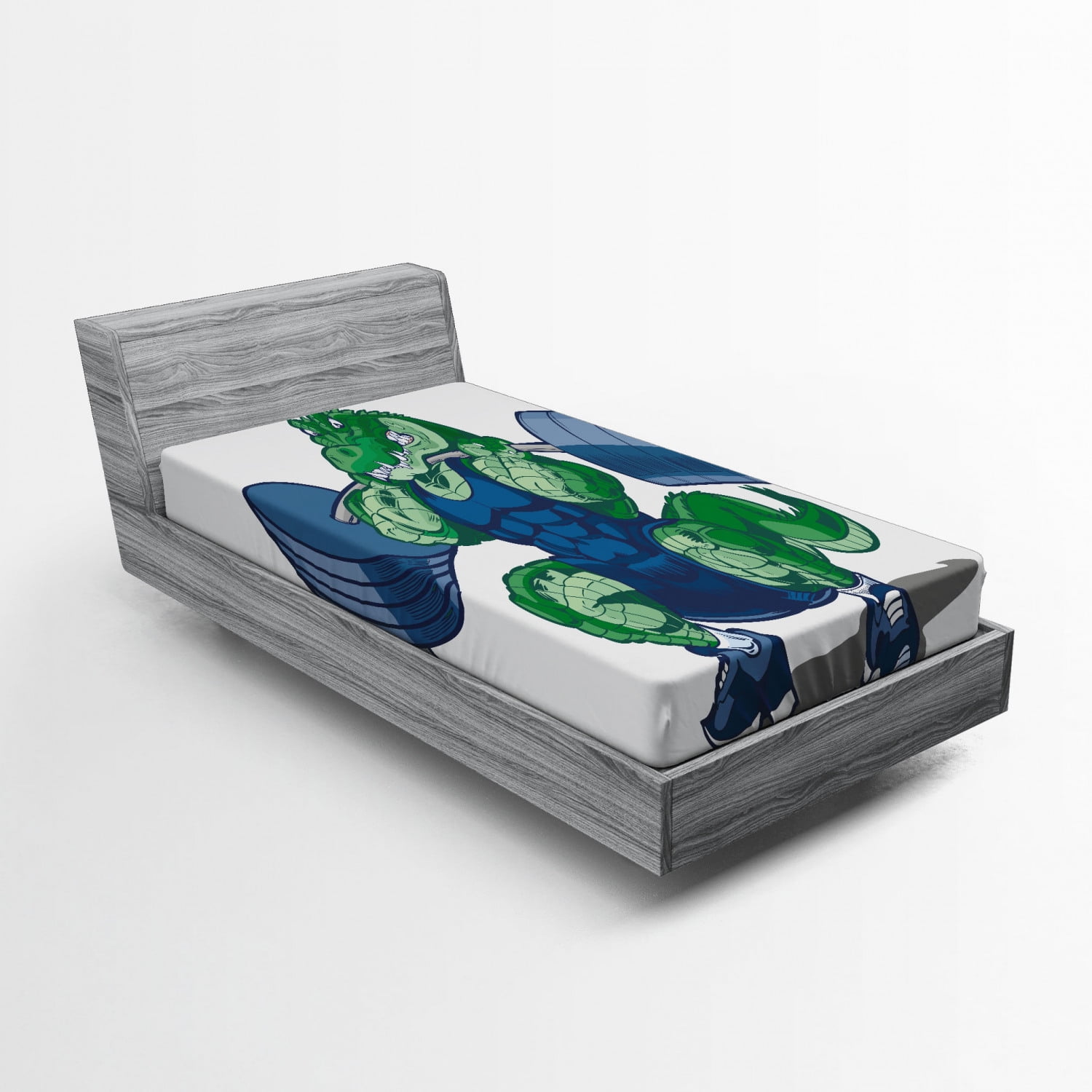 Animal Fitted Sheet, Cartoon Crocodile Sporty Muscular Manly Alligator ...