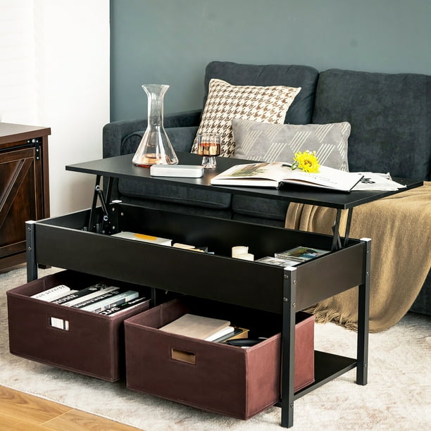 Gymax Lift Top Coffee Table Multifunctional Pop-up Central Table with ...