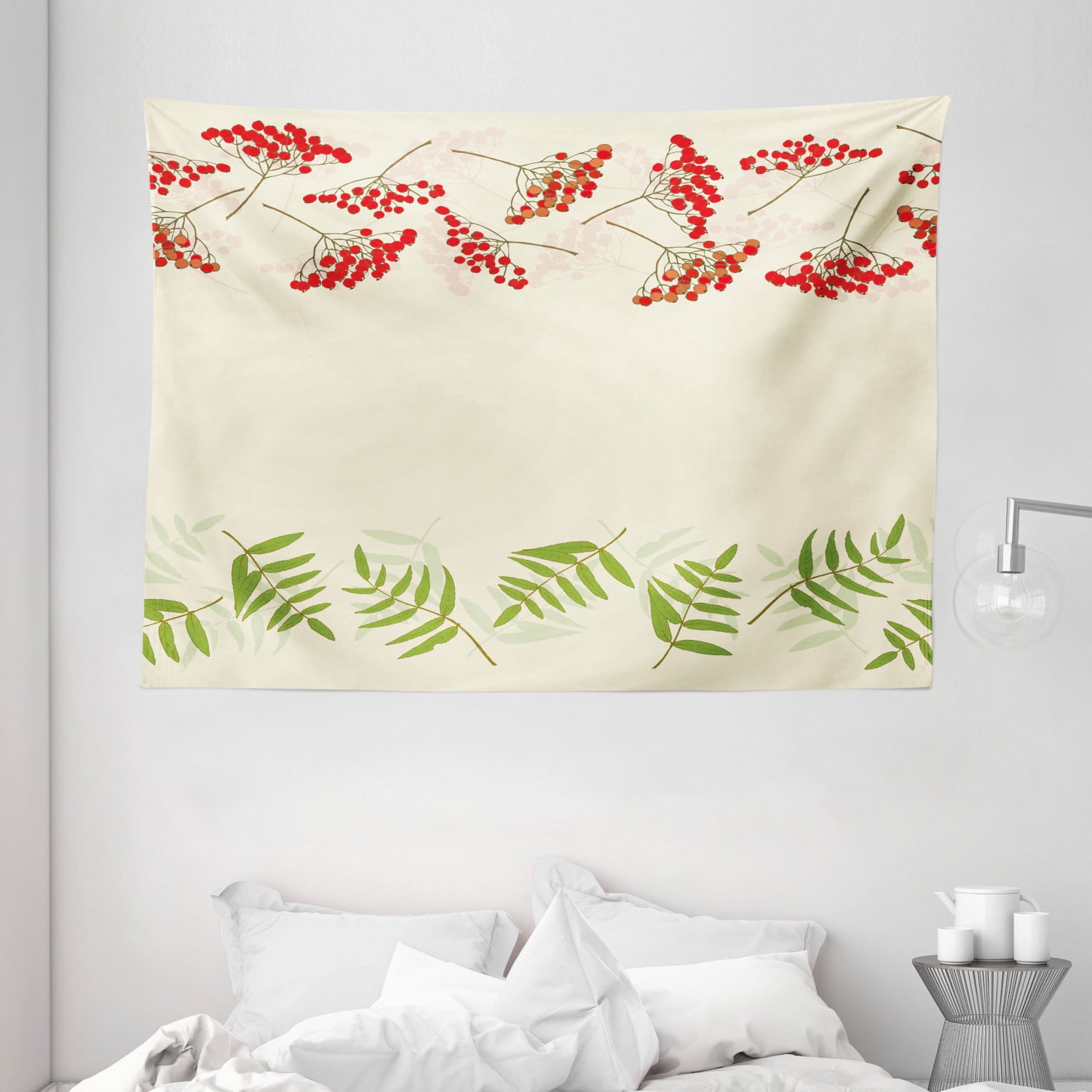 Rowan Tapestry, Graphic Border Design with Berries Mountain Ashes ...