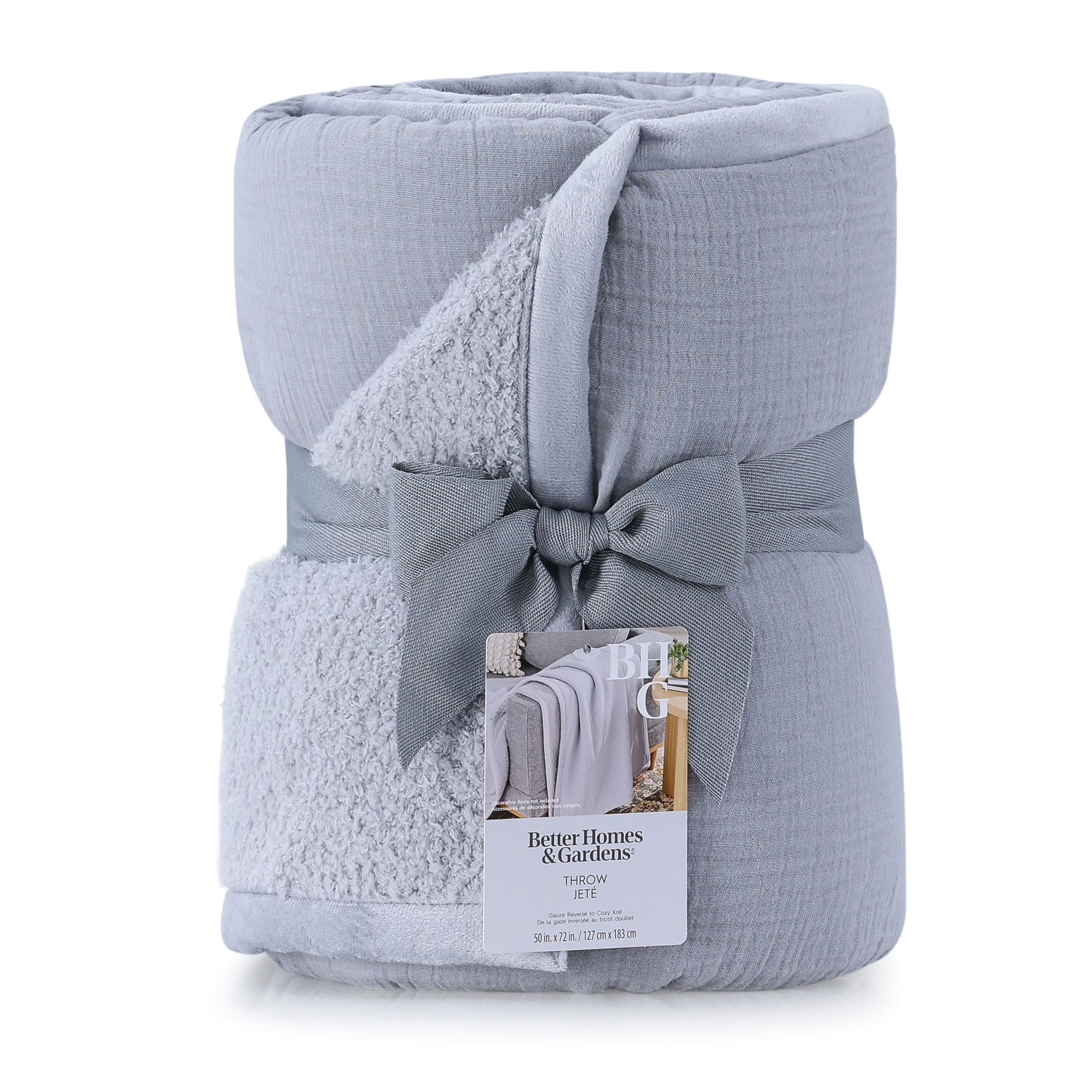 Better Homes & Gardens Gauze Reverse to Cozy Knit Throw Blanket Soft ...