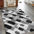 Black Grey Geometric Runner Rug Non Slip 2.7x5 Modern Abstract Black ...