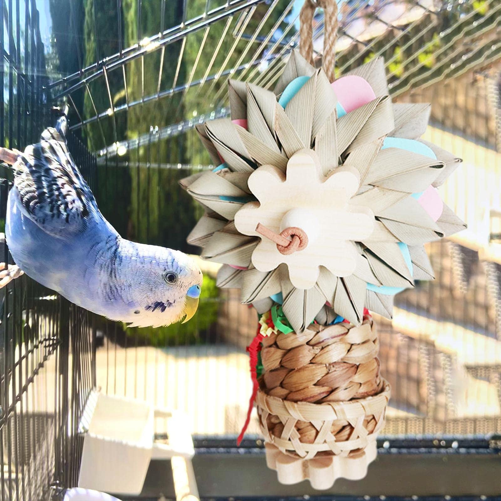 Difost Bird Parrot Toy,Wooden Funny Hanging Decorative Bird Chewing Toy ...