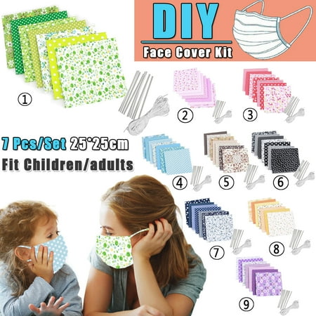 7 Pcs/Set DIY Face Masks Kit, DIY Cotton Fabric Face Mask Kit with 6M ...
