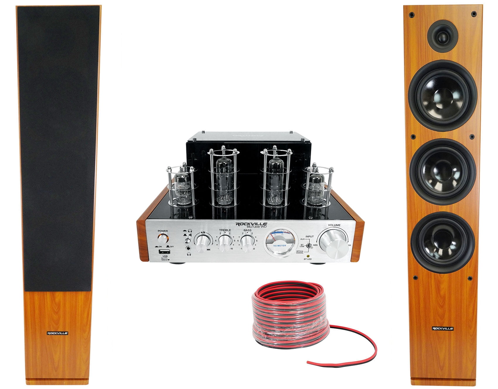Rockville BluTube WD Bluetooth Tube Amplifier/Home Receiver + (2) Tower ...