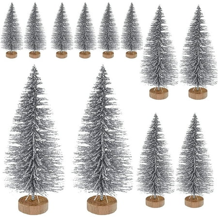 Glitter pine trees mini artificial christmas tree small pine trees for ...