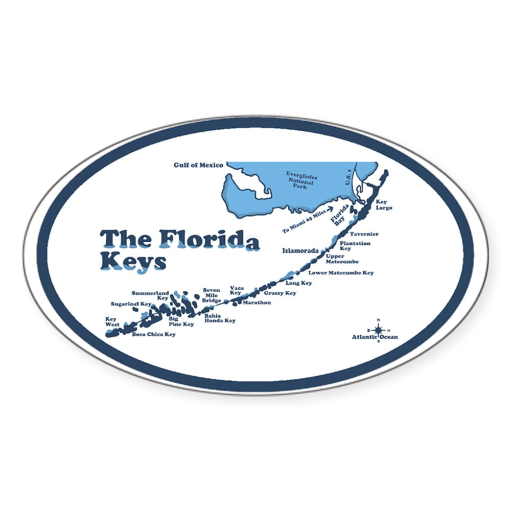 CafePress - Florida Keys Map Design. - Sticker (Oval) - Walmart.com