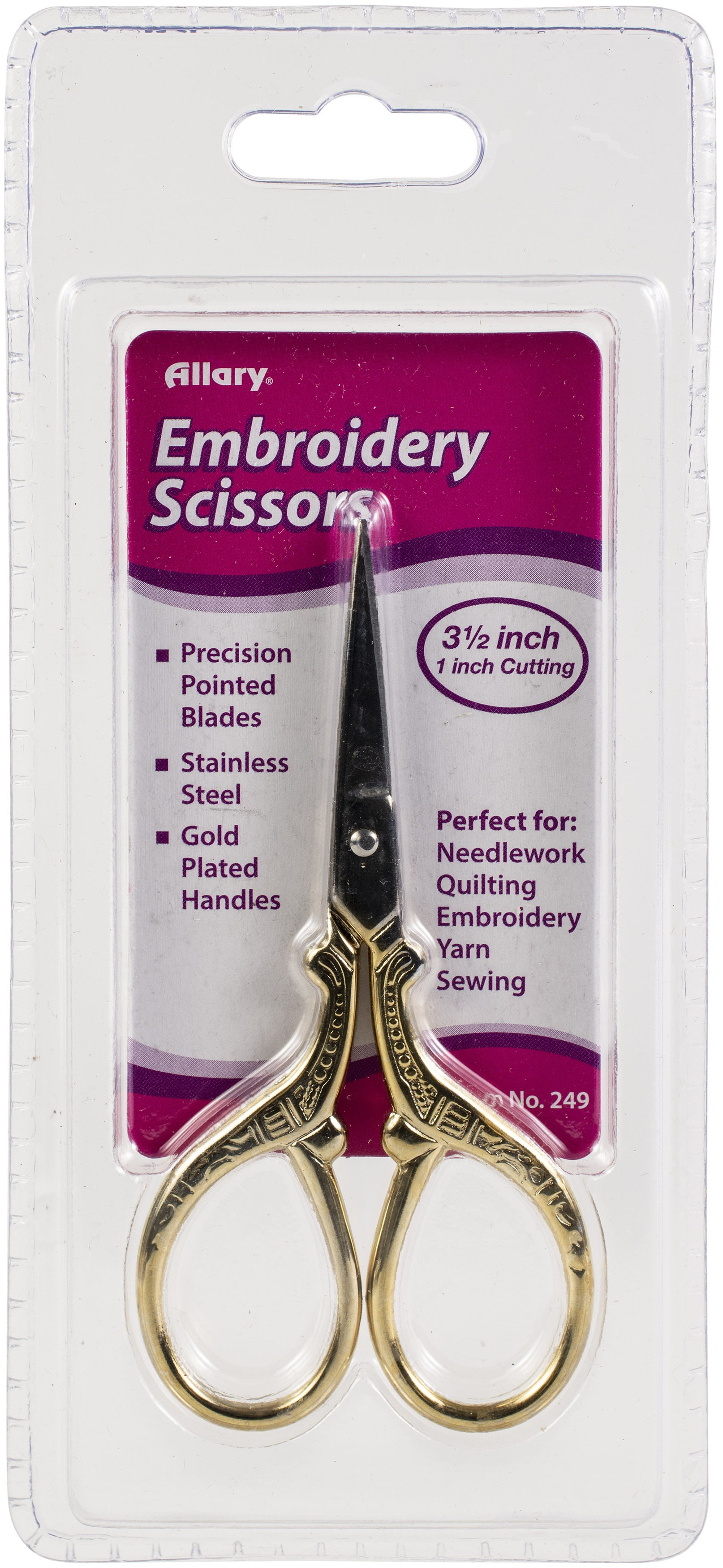 Allary Embroidery Scissors 3.5"-Gold Handle - Walmart.com