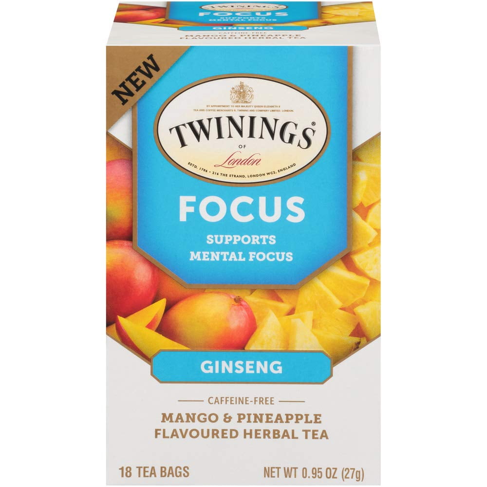 Twinings of London Daily Wellness Tea, Focus Mental Support Ginseng ...