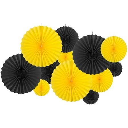SHIJI65 Black and Yellow Paper Fans Hanging Decoration for Bee Party ...