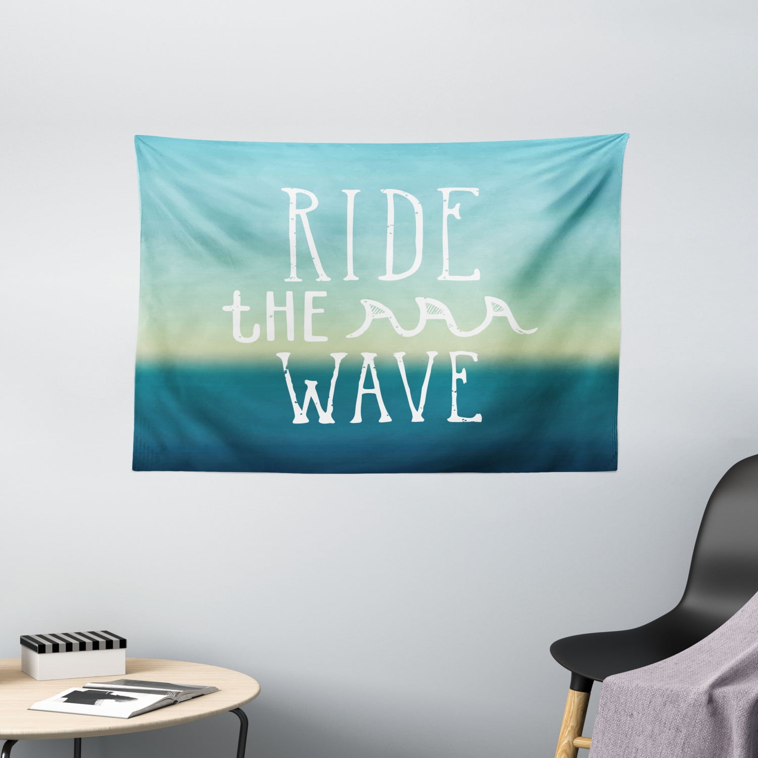 Ride The Wave Tapestry, Ride the Wave Quote with Ocean Horizon ...