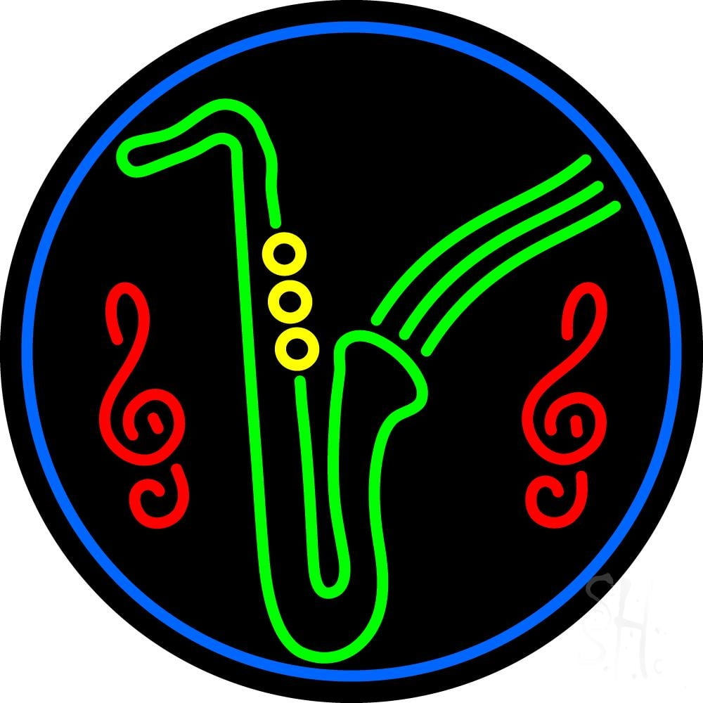 Saxophone Musical Notes LED Neon Sign 26" Tall x 26" Wide - inches ...