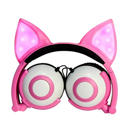 Yeacher LX-X109 Foldable Fox Ear Headphones Flashing LED Lights for PC ...