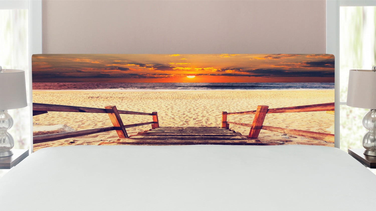 Beach Headboard, Stairs Lead to the Beach with Dramatic Horizon Scenery ...