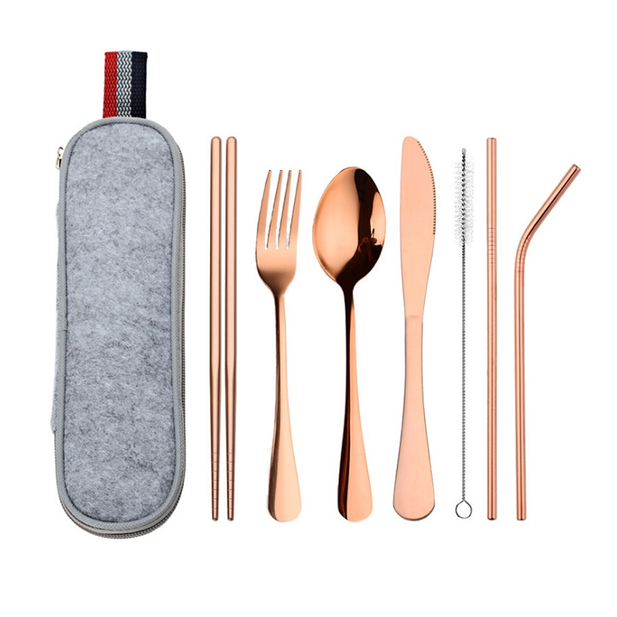 8Pcs Stainless Steel Cutlery Set, Reusable Chopstick Straw Travel ...