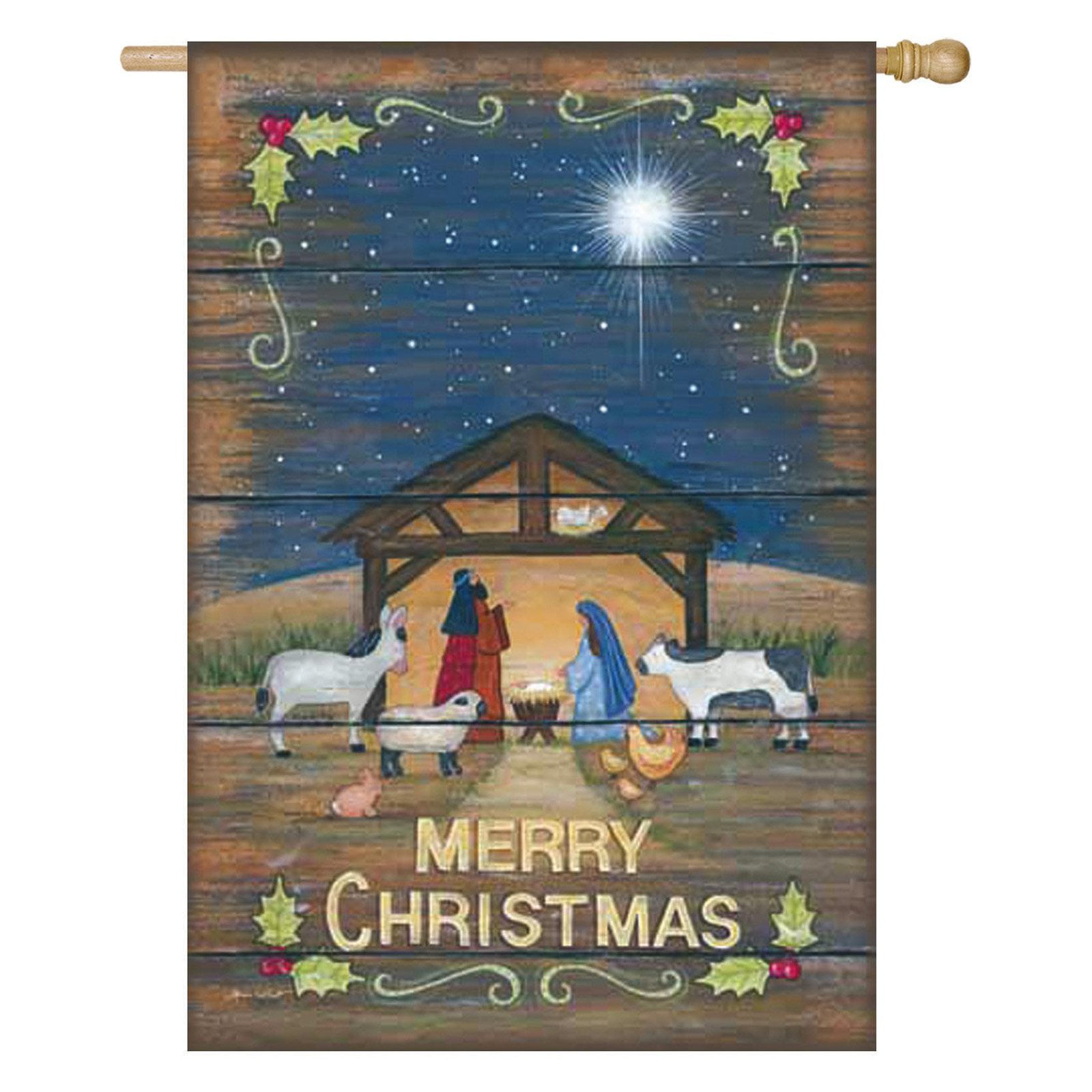 Evergreen Flag Merry Christmas Nativity House Flag - Walmart.com