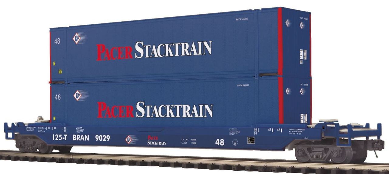 MTH 20-95175 O Pacer Stacktrain Husky Stack Car with (2) 48' Containers ...